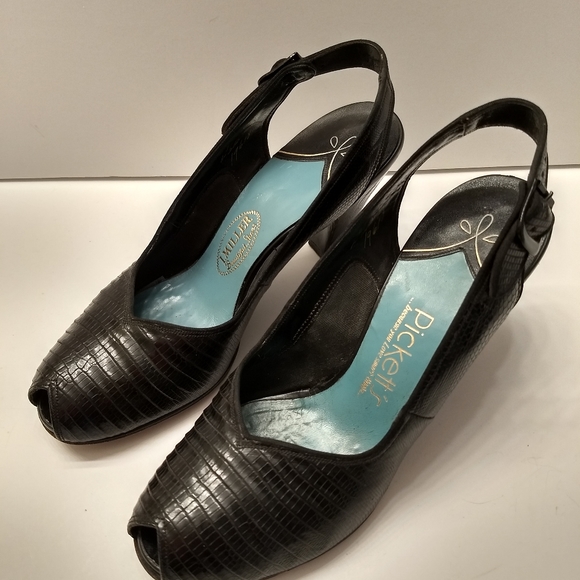 J Miller | Shoes | J Miller Vintage Peep Toe Lizard Sling Back Womens ...